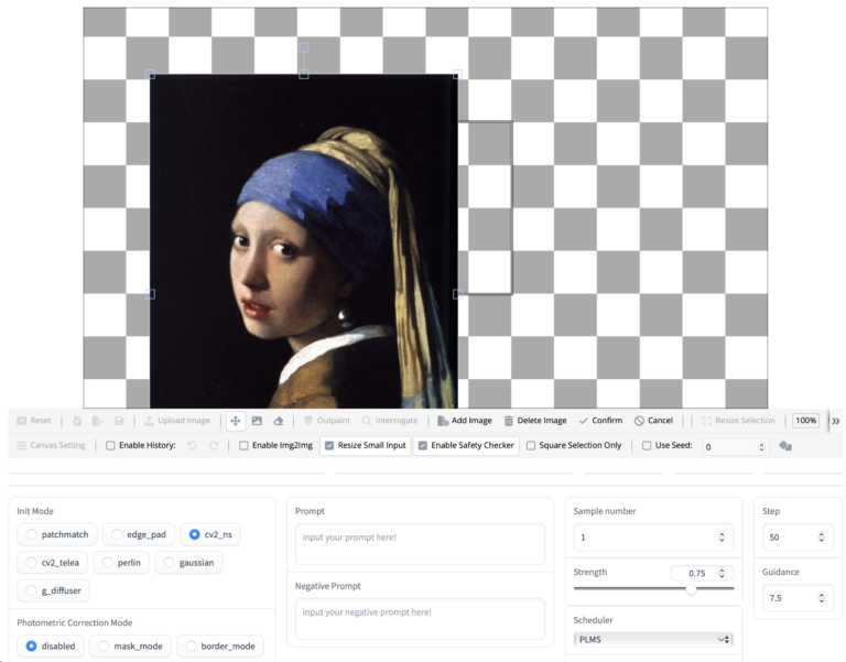 Stable diffusion infinity で、絵画の枠外を描き足す | cedro-blog